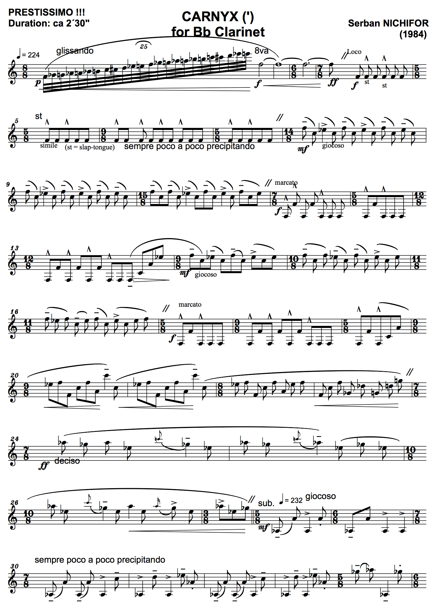 Master Class: CARNYX FOR SOLO CLARINET BY ȘERBAN NICHIFOR ...